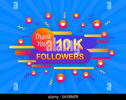 10k likes thank you card. Template for social media. Vector ...