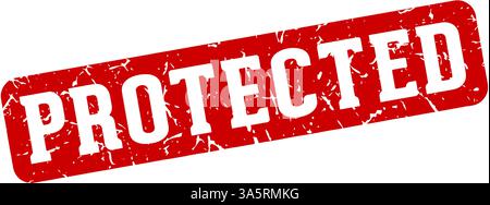 protected stamp. protected rectangular sign isolated on transparent ...
