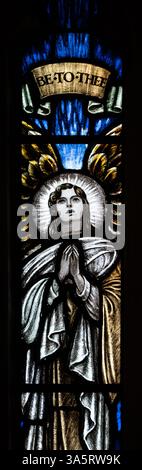 Angel stained glass by Archibald J Davies Stock Photo - Alamy