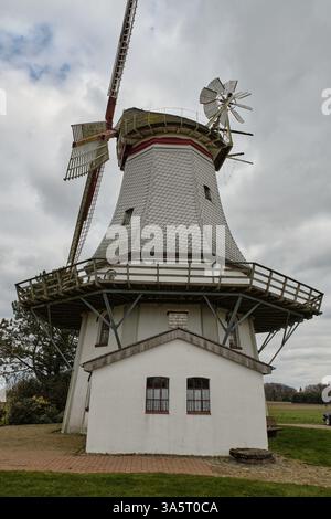 March 16, 2025 - Engeln-Germany: Historic Behlmer Mühle windmill gable ...