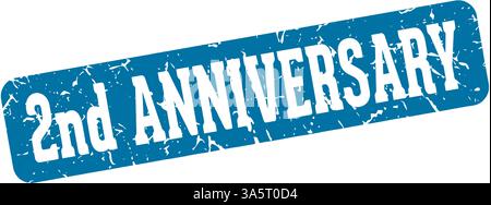 2nd anniversary stamp. 2nd anniversary rectangular sign isolated on ...