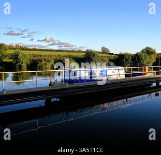 Maintenance barge on the |River Avon at Saltford, near Bristol, South ...