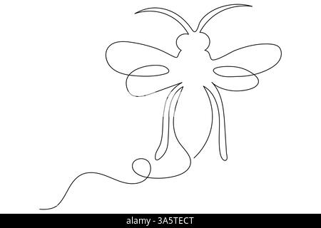 Bee fliying are beautiful and single line art and isolated minimalist ...
