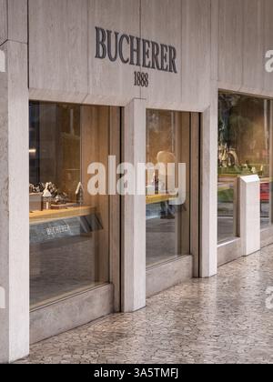 Locarno, Switzerland - 28 December 2021: A bright orange and red 'coop ...