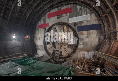 Tunnel boring machine on construction site building metro Stock Photo ...