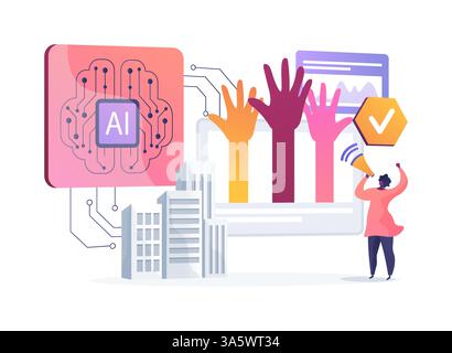 AI-Supported Civic Engagement abstract concept vector illustration ...