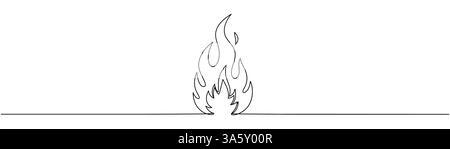 Continuous one line fire art drawing vector illustration Stock Vector ...