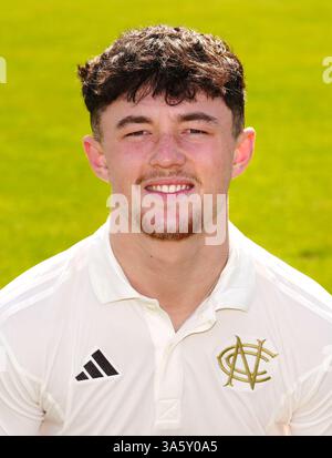 Nottinghamshire's Tom Giles during a media day at Trent Bridge Cricket ...