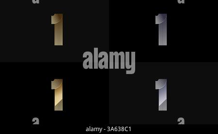 1 st anniversary decorative number. 1 year old logotype concept. Golden ...