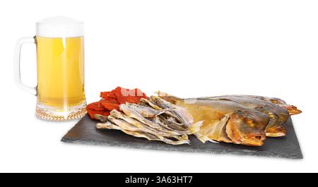 Different dried fish snacks isolated on white, set Stock Photo - Alamy