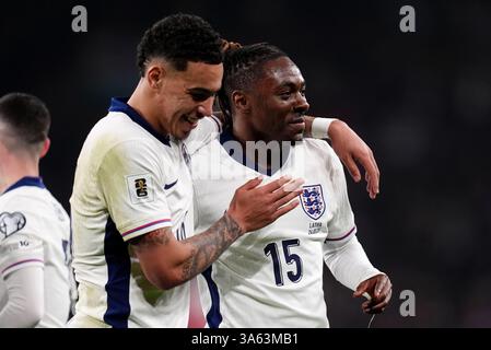 England's Morgan Rogers, right, celebrates after scoring his side's ...
