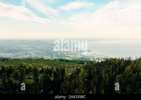 Aerial View of Slieve Donard Hiking Trail Overlooking Newcastle Town ...