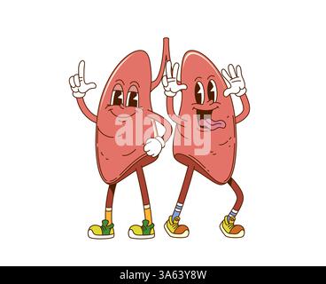 Groovy human body organ characters, vector anatomy, education. Cartoon ...