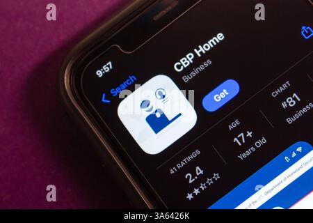 CBP Home app is displayed on Google Play Store. CBP Home is a U.S ...