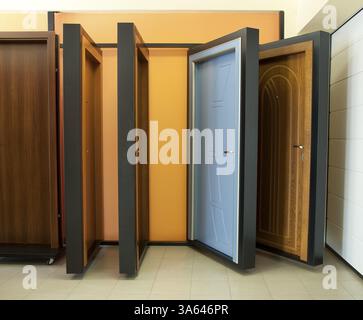 Doors shop and stillage. Sell doors Stock Photo - Alamy