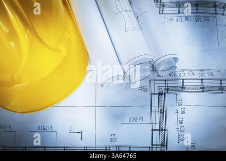 Safety cap construction plans on blueprint Stock Photo - Alamy