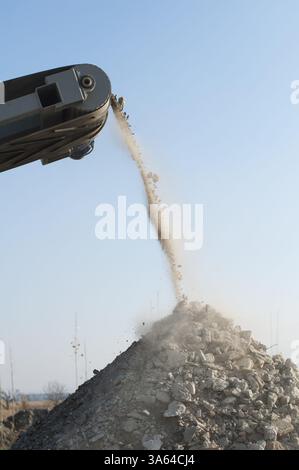 Industrial extraction of stone machine working in the stone mine with ...