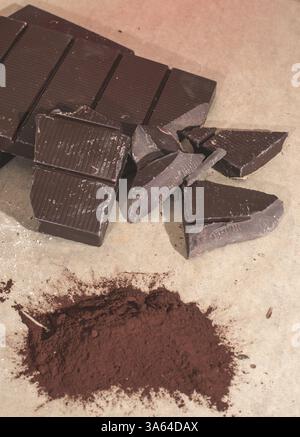 Pieces of cocoa butter, beans and chocolate, closeup Stock Photo - Alamy