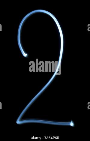 Number two digit from natural neon light Stock Photo - Alamy
