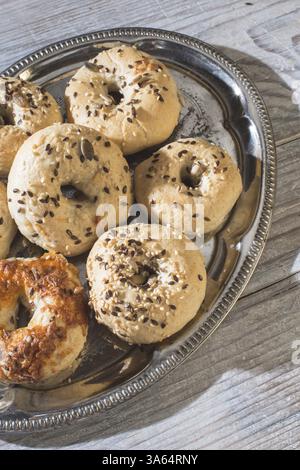 Bagels on a vintage table Stock Photo - Alamy