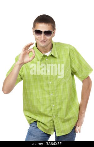 Young man with a mask and symbols on his head meaning bad words ...