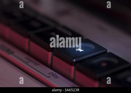Vintage cassette player buttons. Button play Stock Photo - Alamy