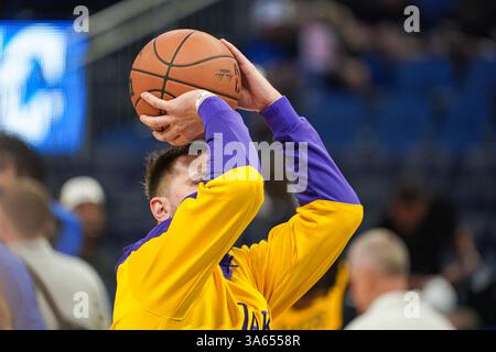 Los Angeles Lakers guard Luka Doncic (77) drives against Miami Heat forward Nikola Jovic (5 ...