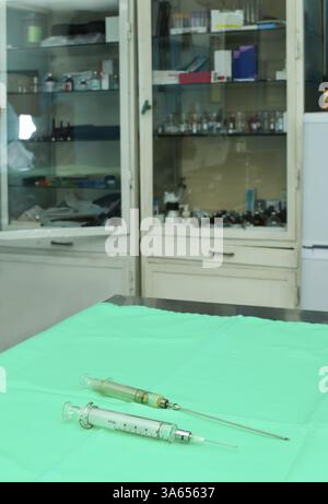 Big Glass syringe. Authentic image Stock Photo - Alamy