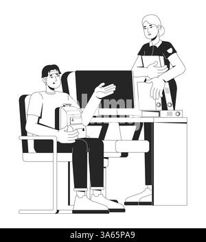 Asian young man filing police report with officer 2D cartoon characters Stock Vector Image & Art ...