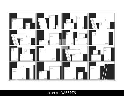 Storage shelves with boxes and documents 2D cartoon object Stock Vector ...