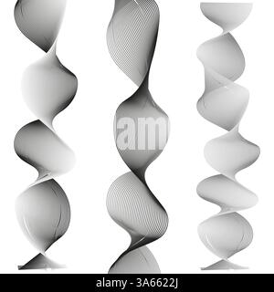 Wave spiral icons. Black gray gradient. Abstract motion symbols. Vector ...