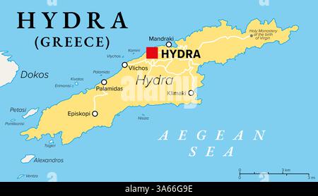 Map of Hydra Stock Photo - Alamy