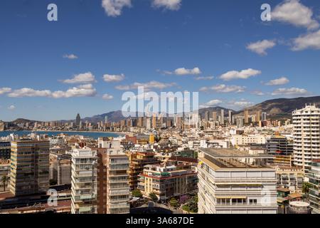 Photo overlooking the old town of Benidorm in Spain showing the West ...