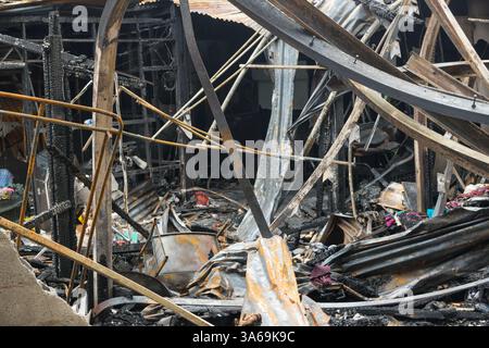 Conflagration fire damaged in summer house after blaze Stock Photo - Alamy