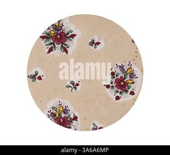 A circular fabric featuring a delicate floral pattern, with vibrant ...