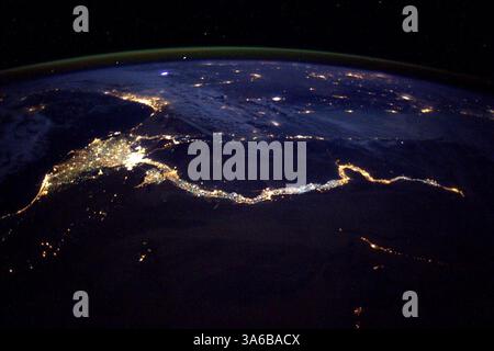 Nile river photographed from the International Space Station..The Nile river from space . NASA ...
