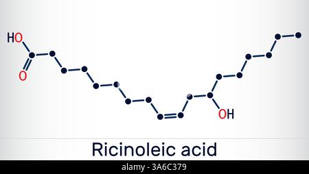 Ricinoleic acid molecule. Found in castor oil. Structural chemical ...