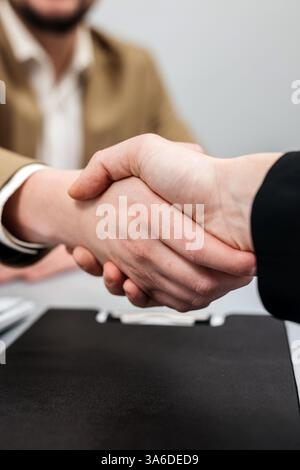 Handshake of two businessmen who enters into the contract to develop a ...