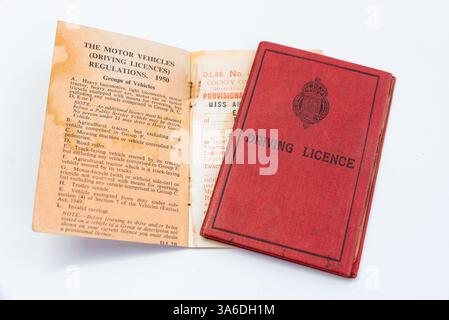 Vintage British driving licences, from 1930s and 1950s. Red one dated ...