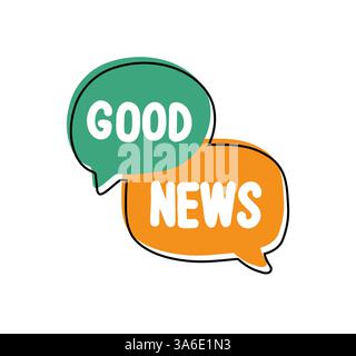 Good news. Badge with megaphone banner, label. Marketing and ...