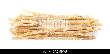 Dried shredded fish snack isolated on white Stock Photo - Alamy