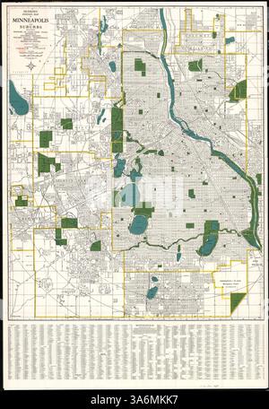 This map of Minneapolis, Minnesota includes streets, avenues, and wards ...
