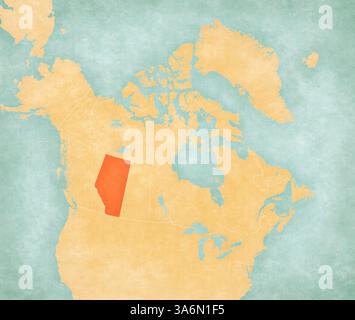 Alberta Province watercolor map of Canada in front of a white ...