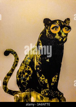 Collage of a panther with female human eyes Stock Photo - Alamy