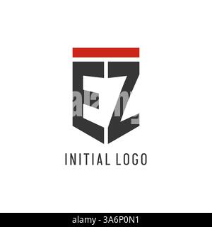 EZ initial esport logo with simple shield design style vector graphic ...