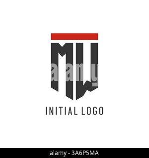 MW initial esport logo with simple shield design style vector graphic ...