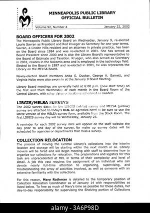 This 2002 bulletin for Minneapolis Public Library employees included ...