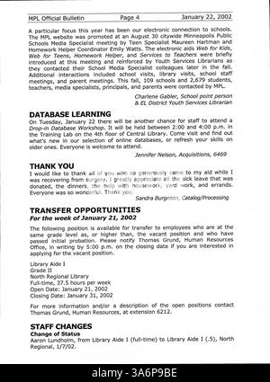 The Minneapolis Public Library's weekly 2002 bulletin delivered updates ...