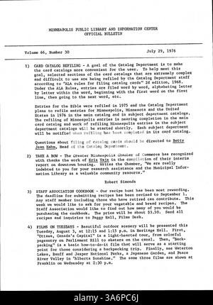 This weekly bulletin from 1976 provides Minneapolis Public Library ...