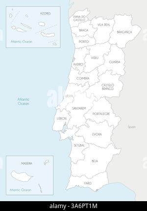 Portugal - administrative map of districts Stock Vector Image & Art - Alamy